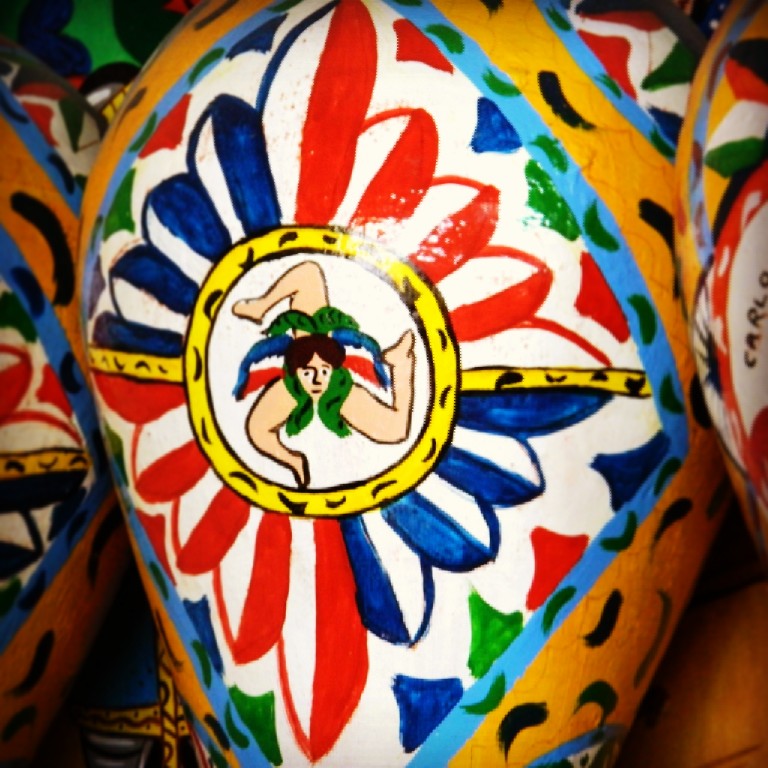 Folk Painting of a Trinacria on Ceramic Jug - Experience Sicily